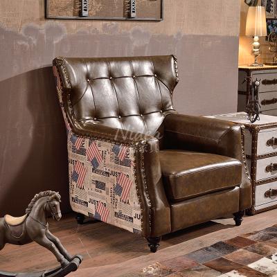China Nidea #8957 American Vintage Handmade Living Room Bedroom Lounge Chesterfield Back Armchair High Tufted Button Rolled Genuine Leather Sofa for sale