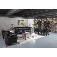 China Nidea #863 Factory Sale American Industrial Style Art Hotel Cafe Genuine Leather 4Seat 1 2 3 Seater Combination Living Room for sale