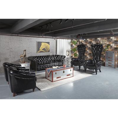 China Nidea #863 Factory Sale American Industrial Style Art Hotel Cafe Genuine Leather 4Seat 1 2 3 Seater Combination Living Room for sale