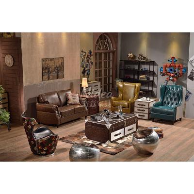 China Nidea #8943 American Country Antique Retro Leather Sofa Wood Couch Divani Muebles Para Habitacion De Salon Hogar Furniture Living Room for sale