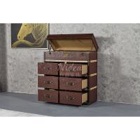 China Nidea #305 Vintage Brown Genuine Leather Aviator Storage Trunk Cabinet Side Table Chest Cabinet Industrial Aviator File Furniture for sale