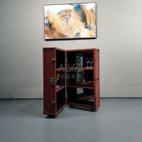 China Nidea Vintage Aviator Wine Display Leather Cabinet Luxury Antique Wood Furniture for Home Bar Tall American Style Living Room Hotels for sale