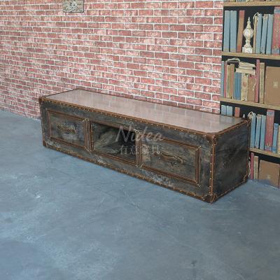 China Nidea #8604 Retro Industrial Wood TV Stand with Vintage Design 2 Drawers Handmade & Durable for sale