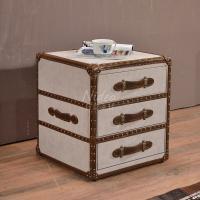China Nidea #8509 Vintage Leather Trunk Cabinet American Rural Retro Nightstand Locker Portable Antique Storage Bedside Bedroom for sale