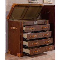 China Nidea #8601 American Country Retro Sideboard Genuine Leather Red Wine  Bar Cabinet for Restaurant Hotel Club Living Room for sale