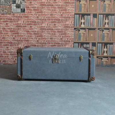China Nidea #8605 American Retro Style Leather Coffee Table Storage Cabinet Personalized Home Furniture Living Room Villa Restaurant for sale