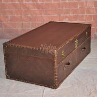 China Nidea #8623 American-Style Retro Box-Shaped Handmade Leather Trunk Table for Living Room Home Bars Hotels  Lounges for sale
