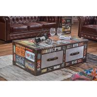 China Nidea #8653 Handcrafted Durable Multi-purpose Vintage Wood Living Room Cabinet Retro License Plate Design Featuring Two Drawers for sale