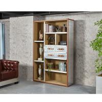 China Nidea #302 Industrial Style Wooden Shelf Aluminum Frame Bookshelf with Pull-Out Shelves Multifunctional Design for Living Room Home Office for sale