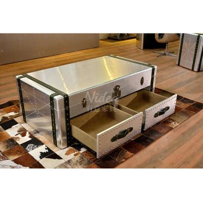 China Nidea #8655 Retro Industrial Loft Style Aluminum Multifunction Coffee Table Cabinet for Villas Living Room Unique Furniture for sale