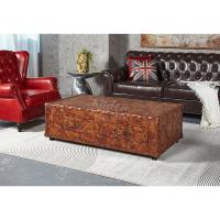 China Nidea #303 American Retro Old Leather Suitcase Double Drawer Coffee Table Whiskey  Bar for Hotel Personalized Coffee Home Furniture for sale