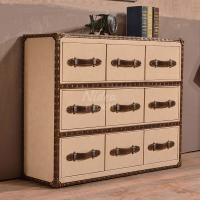China Nidea #8611 Nice Style Handmade Leather Red Wine  Bar Side Table Storage Cabinet 9 Drawers for Hotels Home Furniture for sale