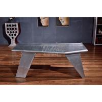 China Nidea #8310 intage Industrial Style Distressed Finish Aluminum Rivets Personalized Durable Rectangular Airplane Wing Desk for sale