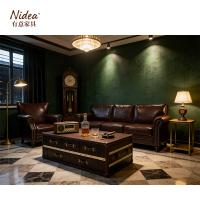 China Barton Sofa Set 1 2 3-Seater Genuine Leather Sponge Filled American Classic Design for Hotels Clubs Villas Living Room for sale