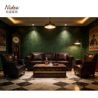 China Barton Sofa Set 1 2 3-Seater Genuine Leather Sponge Filled American Classic Design for Hotels Clubs Villas Living Room for sale