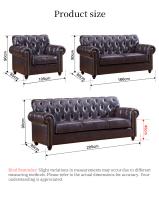 China British Vintage Chesterfield 3 Seater Sofa Set Premium Genuine Leather with Tufted Design and Nailheads for Hotel & Villa Use for sale