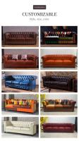 China Luxury Classic British Chesterfield Sofa Set 1 2 3 Seater Customizable Color Genuine Leather Tufted Sponge Couch for Villa Club for sale