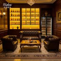 China Luxury Classic Brown Genuine Leather Chesterfield Sofa Set Vintage 1 2 3 Seater Deep Tufted Fabric Office Reception Hotel Lobby for sale