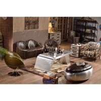 China American Vintage Genuine Leather Sector Sofa Sponge Filled Sofa Set for Living Room Hotel & Villa Use for sale