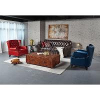 China High Quality Traditional Retro European Chesterfield Genuine Leather Square Living Room Sofa Set with Sponge Filling for sale