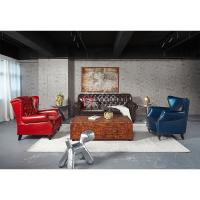 China High Quality Traditional Retro European Chesterfield Genuine Leather Square Living Room Sofa Set with Sponge Filling for sale