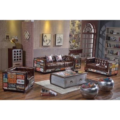 China Luxury Sofa Vintage Industrial Retro Aviator Sofa Cigar Bar Pub Club Studio Motorcycle Tuning Lounge Furniture Industrial Metal for sale
