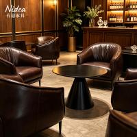China Modern Italian Luxury Handmade Genuine Leather Ergonomic Barrel Chair with Metal Legs Single Accent Armchair for Living Room for sale