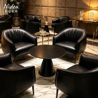 China Modern Italian Luxury Handmade Genuine Leather Ergonomic Barrel Chair with Metal Legs Single Accent Armchair for Living Room for sale