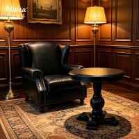 China Handmade Genuine Leather Vintage Club Chair Single Seater Armchair with Rolled Arms and Nailhead Trim for Club Bar Living Room for sale