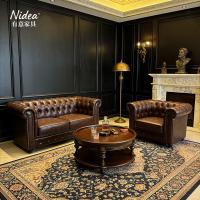 China Classic Dark Brown Handmade Chesterfield Leather Club Chair for Hotel Lobby Bar & Executive Office for sale
