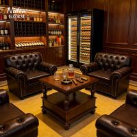 China Classic Dark Brown Chesterfield Armchair Single Seater Genuine Leather Club Chair for Executive Office & Hotel Lobby for sale