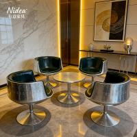 China Industrial Aviator Chair Fixed Pedestal Base Aluminum Shell Riveted Leather Armchair for Home Office & Luxury Lounge Furniture for sale