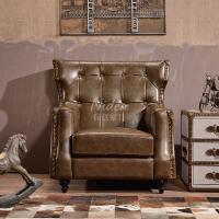 China Nidea American Vintage Handmade  Bedroom Lounge Chesterfield Back Armchair High Tufted Button Rolled Genuine Leather Sofa for sale