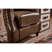 China Nidea American Vintage Handmade  Bedroom Lounge Chesterfield Back Armchair High Tufted Button Rolled Genuine Leather Sofa for sale