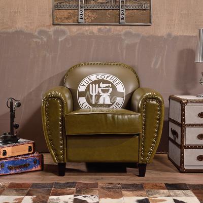 China Nidea Retro Handmade Armchair Sofa with Genuine Leather Seat Antique High Back Design for Living Room Bedroom Hotel Cafe Bar for sale