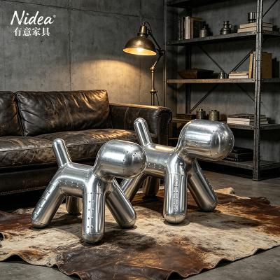 China Industrial Aviator Aluminum Balloon Dog Stool Modern Metal Art Sculpture Decorative Ottoman for Home Hotel Office Handmade for sale