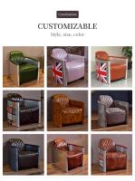 China Luxury Aviator Union Jack Armchair Vintage Leather & Aluminum Riveted Club Chair for Creative Office & Theme Bar for sale