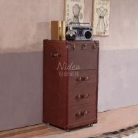 China Vintage Brown Handmade Durable American-Style Retro Leather Side Table for Living Room Hotel Coffee Shop Bars for sale