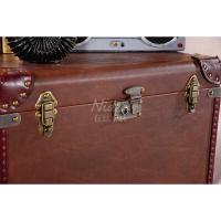 China Vintage Brown Handmade Durable American-Style Retro Leather Side Table for Living Room Hotel Coffee Shop Bars for sale