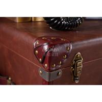 China Vintage Brown Handmade Durable American-Style Retro Leather Side Table for Living Room Hotel Coffee Shop Bars for sale