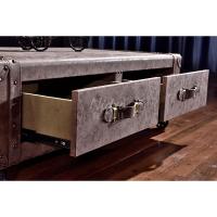China American Retro Old Leather Suitcase Double Drawer Coffee Table Cabinet Whiskey Cigar Bar Hotel for sale
