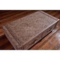 China American Retro Old Leather Suitcase Double Drawer Coffee Table Cabinet Whiskey Cigar Bar Hotel for sale