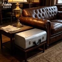 China Vintage Aviator Aluminum Storage Box Riveted Metal Briefcase Hard Shell Suitcase with Leather Handle for sale