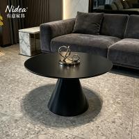 China Modern Minimalist Solid Wood Round Side Table Matte Black Conical Base End Table Contemporary Sculptural Accent Coffee Table for sale