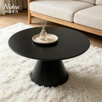 China Modern Minimalist Solid Wood Round Side Table Matte Black Conical Base End Table Contemporary Sculptural Accent Coffee Table for sale