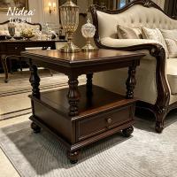 China Traditional Solid Wood End Table 1-Drawer Classic Nightstand Sturdy Wooden Side Table for Living Room and Bedroom for sale