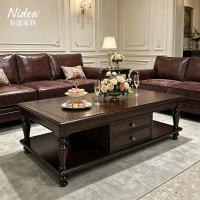 China Traditional Solid Wood Rectangular Coffee Table Storage Drawers Open Shelf American Classic Antique Design Living Room Furniture for sale