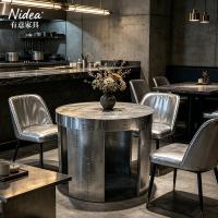 China Industrial Aviator Aluminum Coffee Table & End Table Set Riveted Metal Drum Accent Tables Living Room Furniture Handmade Durable for sale