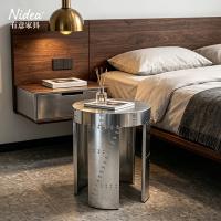 China Industrial Aviator Aluminum Coffee Table & End Table Set Riveted Metal Drum Accent Tables Living Room Furniture Handmade Durable for sale