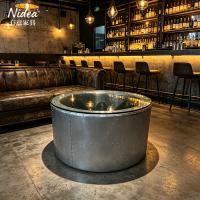 China Aviator Industrial Round Coffee Table Aluminum Riveted Engine Turbine Propeller Glass Top Handmade Durable Home Furniture for sale